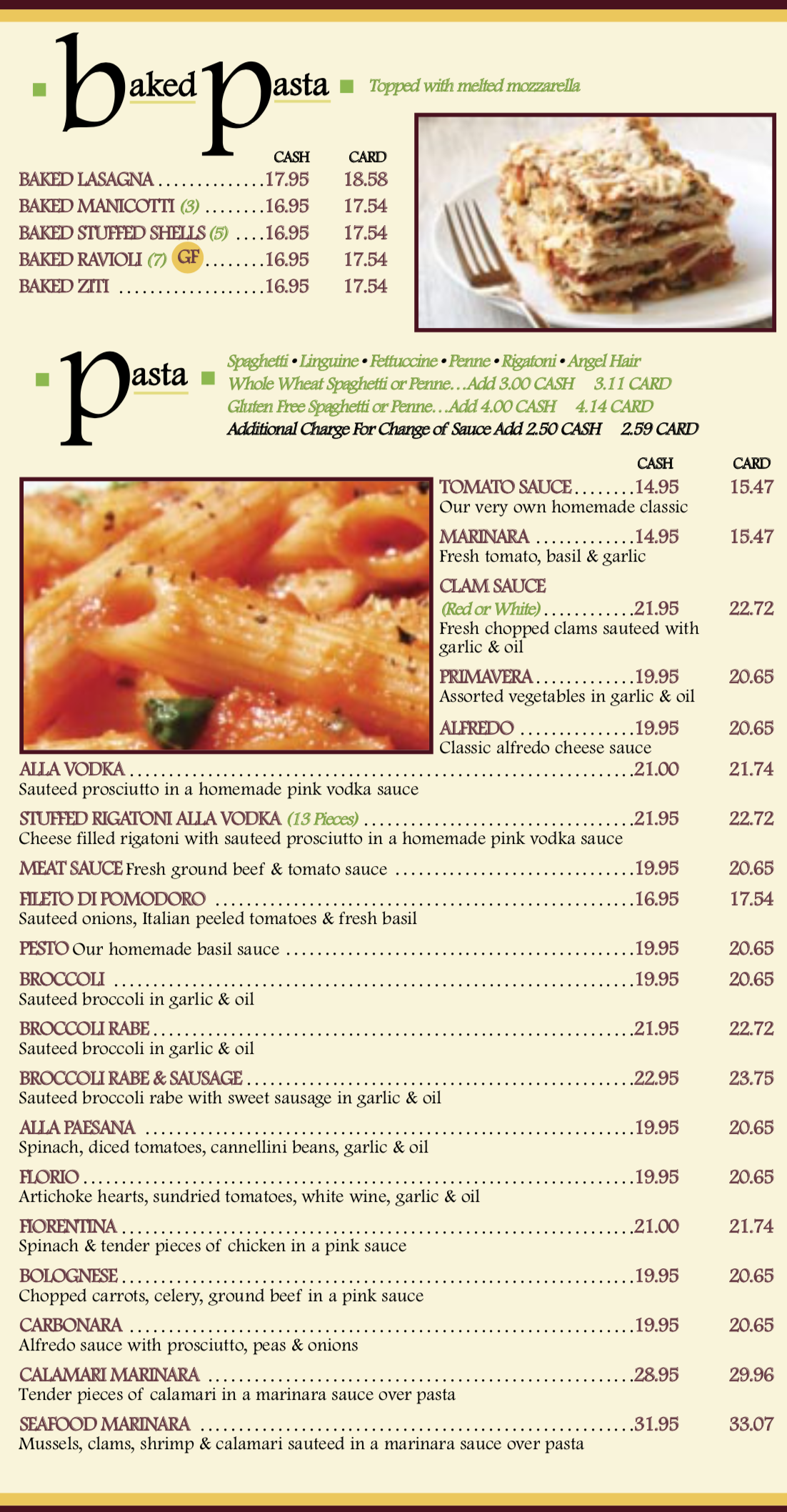 Menu - Cafe Gia – Pizzeria & Restaurant, Medford, NY